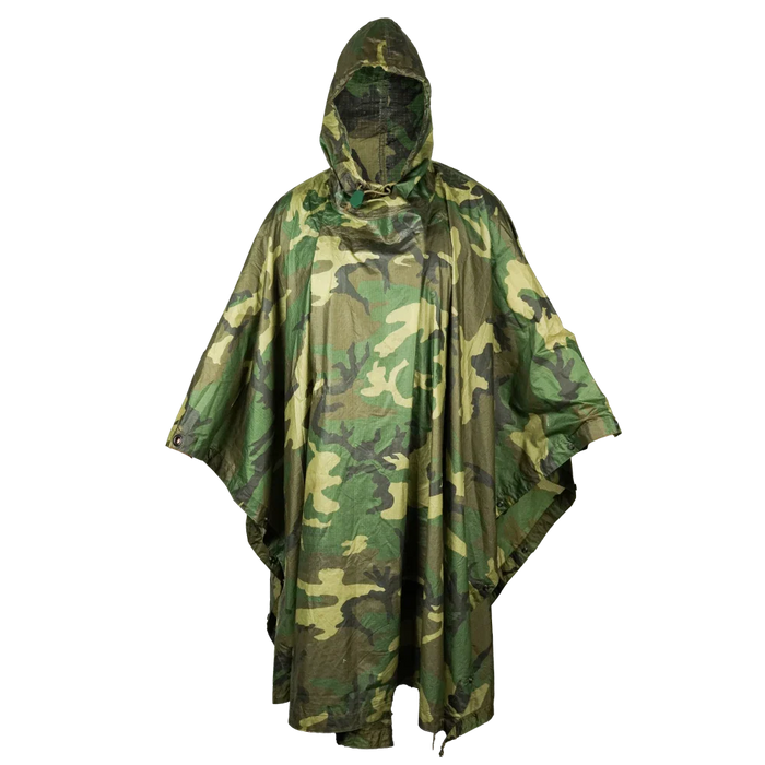 USGI Woodland Poncho - Value Grade - US Army Surplus - Rain Jackets